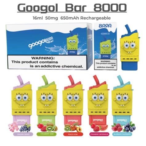 2023 New Coming Spongebob Googol Bar 8000 Puffs Multiple Fruity Flavors 5 Nicotine Type C Port