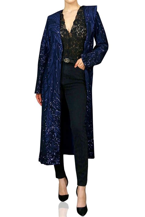 Womens Duster Jacket White Long Duster White Sequin Dress Kyle