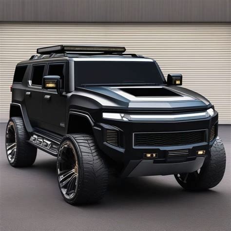 Black Hummer Truck With Lights On 4x4 грузовики Футуристические