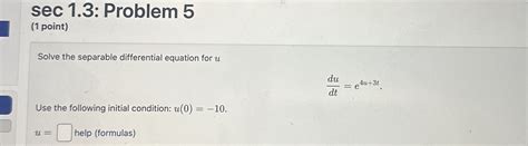 solved sec 1 3 problem 5 1 ﻿point solve the separable