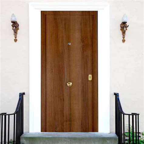 PUERTA ACORAZADA LISA 910X2070 NOGAL IZQUIERDA Carpintería metálica