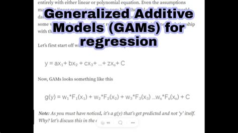 Generalized Additive Models GAMs For Regression With Maths Explained