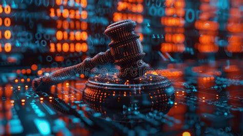 Gavel On Circuit Board Symbolizing Intersection Of Law And Technology Stock Illustration