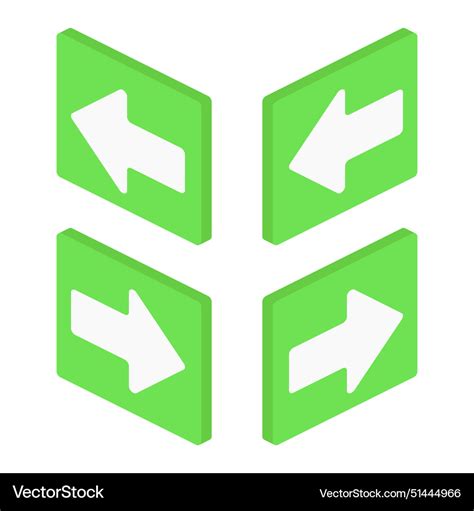 Isometric Exit Entrance Arrow Sign Set Green Flat Vector Image