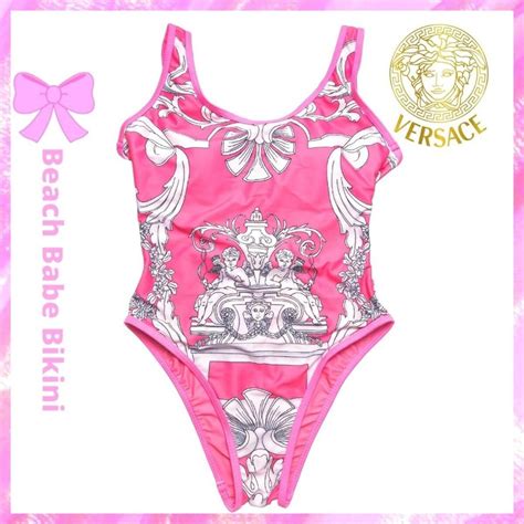 Versace Logo Swimsuit Pink ©beach Babe Bikini