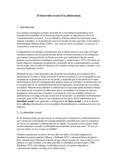 El Desarrollo Sexual En La Adolescencia