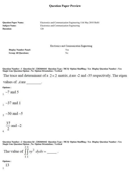 Ap Pgecet Electronics And Communication 2018 Question Paper Pdf