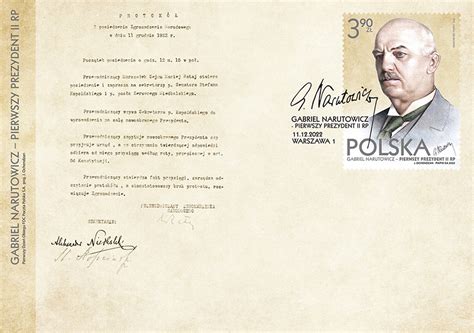 Gabriel Narutowicz pierwszy prezydent II RP Katalog Znaków Pocztowych