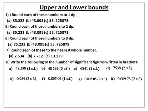 Math 10 CHAPTER 6 UPPER AND LOWER BOUNDS