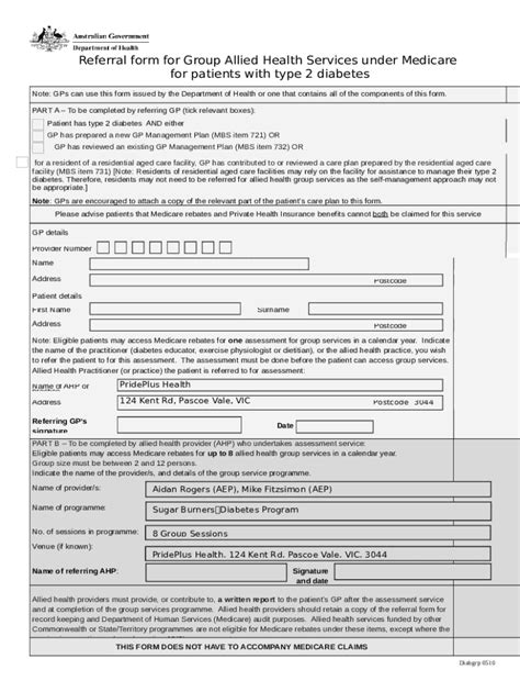Referral For Allied Health Services Under Medicare Doc Template