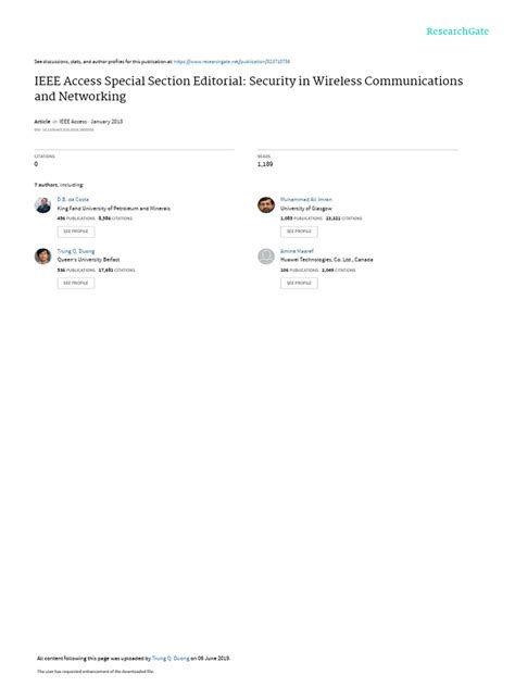 Ieee Access Special Section Editorial Security In Pdf Mimo Computer Network