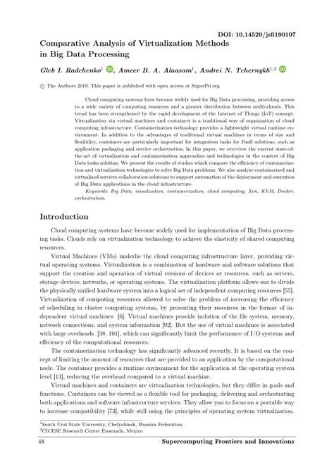 Pdf Comparative Analysis Of Virtualization Methods In Big Data Processing