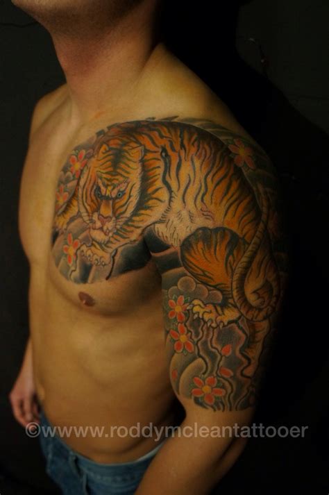 Japanese Tattoo Tiger Half Sleeve