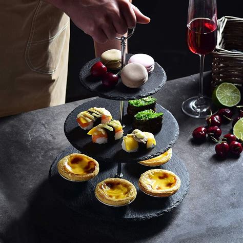 Round Stone Stand Black Cupcake Tower Stand Dessert Display Stand
