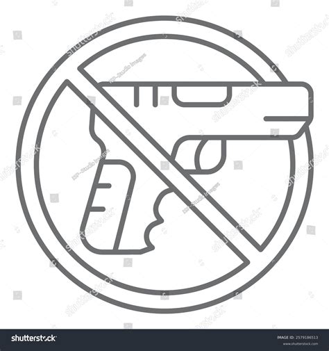 Pistol Gun Ban Thin Line Icon Stock Vector Royalty Free 2579186513