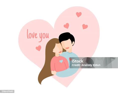 젊은 남자와 여자의 커플 벡터 플랫 스타일 사랑 일러스트 캐주얼 소녀 남자 가족 로맨스와 세인트 발렌타인 데이 개념 가족에 대한 스톡 벡터 아트 및 기타 이미지 Istock