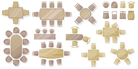 Premium Vector Furniture Elements Top View For Tables For Dining Room Kitchen Living Room