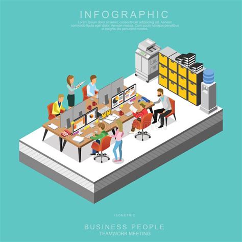 Isometric Business People Teamwork Meeting In Office Share Idea