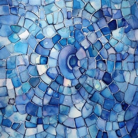 Premium Ai Image A Close Up Of A Blue Mosaic Tile With A Spiral Design Generative Ai