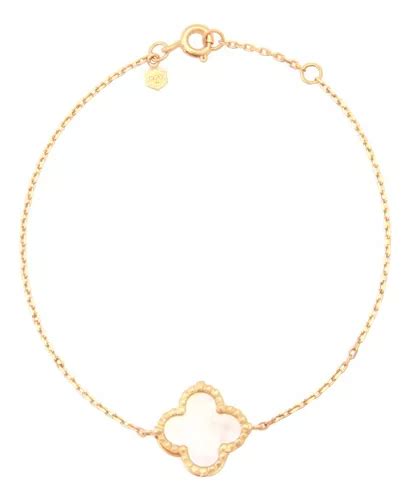 Pulseira Trevo Bolita Madrepérola Em Ouro k Parcelamento sem juros
