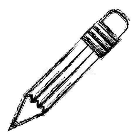 White Background With Monochrome Blurred Silhouette Of Pencil With