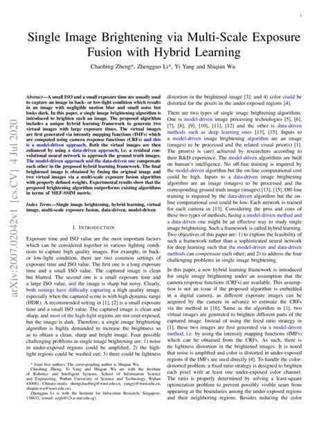 Single Image Brightening Via Multi Scale Exposure Fusion With Hybrid Learning DeepAI