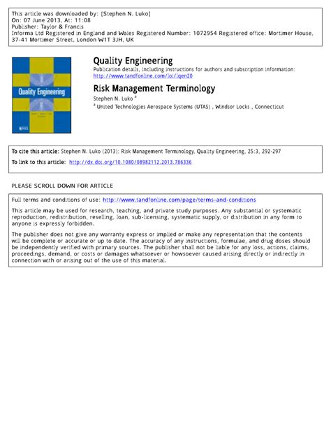 Pdf Risk Management Principles And Guidelines