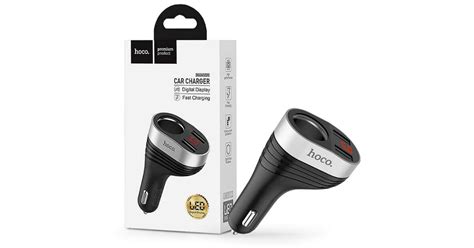 HOCO 2xUSB szivargyújtó töltő adapter + szivargyújtós aljzattal, LED ...
