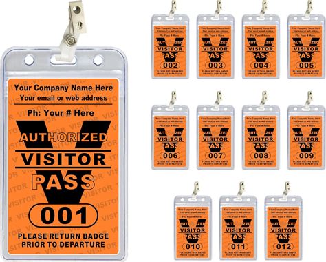 Visitor Pass Badges Pvc Plastic Custom Printed With Your Company Name And Number