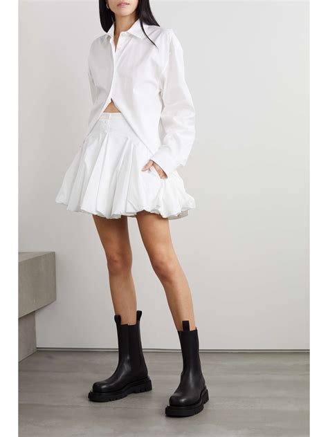 AlaÏa Gathered Cotton Poplin Mini Skirt Net A Porter