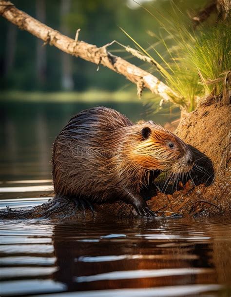 Award Winning Nature Capture Of A Beaver Building A Dam In Its Natural