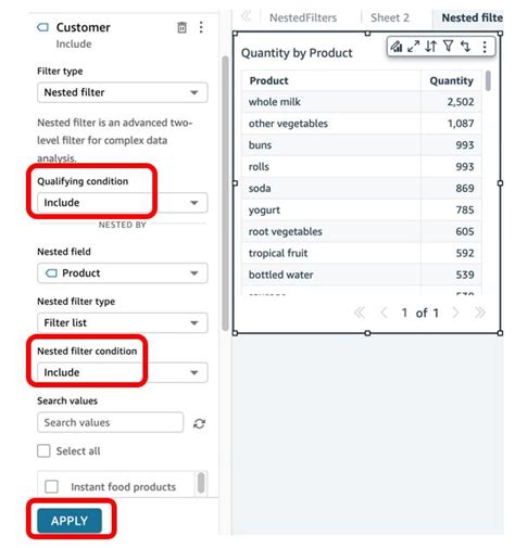 Build A Market Basket Analysis Dashboard Using Nested Filters In Amazon Quicksight Aws