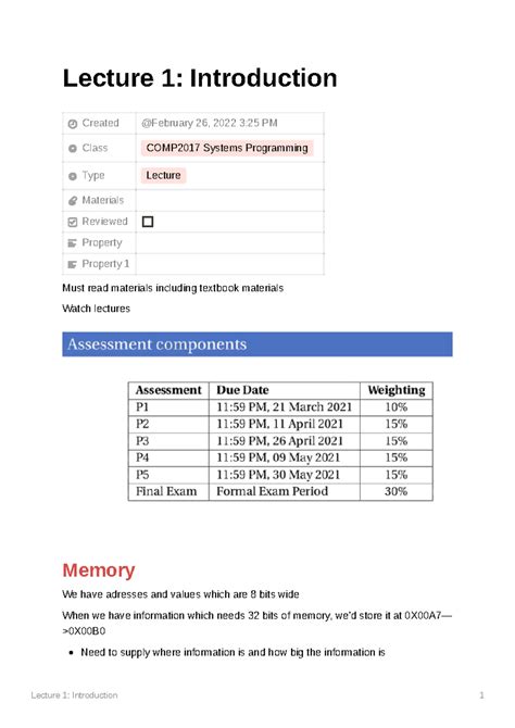 Lecture Introduction Lecture Introduction Created Class Comp Systems Programming Type