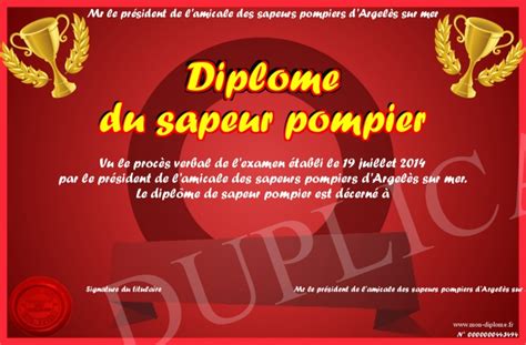Diplome Du Sapeur Pompier