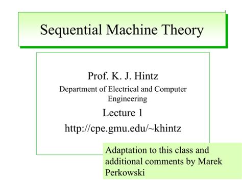 Ece 548 Sequential Machine Theory