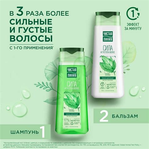 Чистая Линия шампунь укрепляющий сила и густота для всех типов волос с ...