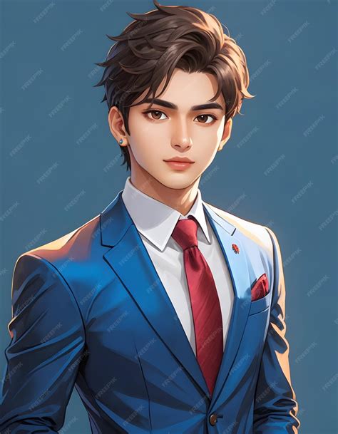A Catoon Man Wearing Suit And Posing For Camera Premium Ai Generated Image