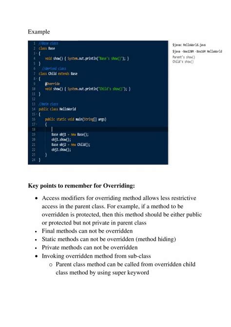 Notes On Method Overriding In Java Notes Learnpick India