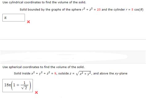 solved use cylindrical coordinates to find the volume of the