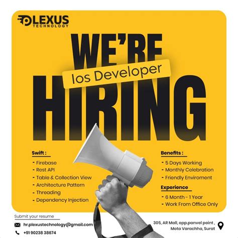 We Are Hiring Ios Developer Plexus Technology 17 Comments
