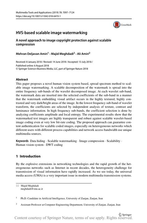 Hvs Based Scalable Image Watermarking Request Pdf