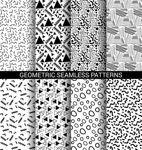 Set Of Abstract Geometric Seamless Patterns Stock Vector Illustration Of Graphic Pointillism