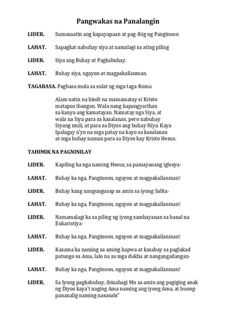 Pangwakas N Panalangin Pdf Pangwakas N Panalangin Pdf