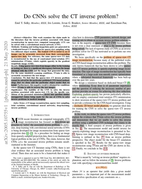 Do Cnns Solve The Ct Inverse Problem Pdf Ct Scan Inverse Problem