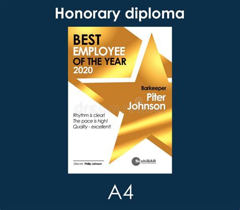 El Mejor Empleado Del Diploma De La Plantilla De Oro Del Mes Con El