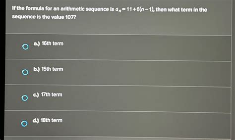 Solved If The Formula For An Arithmetic Sequence Is