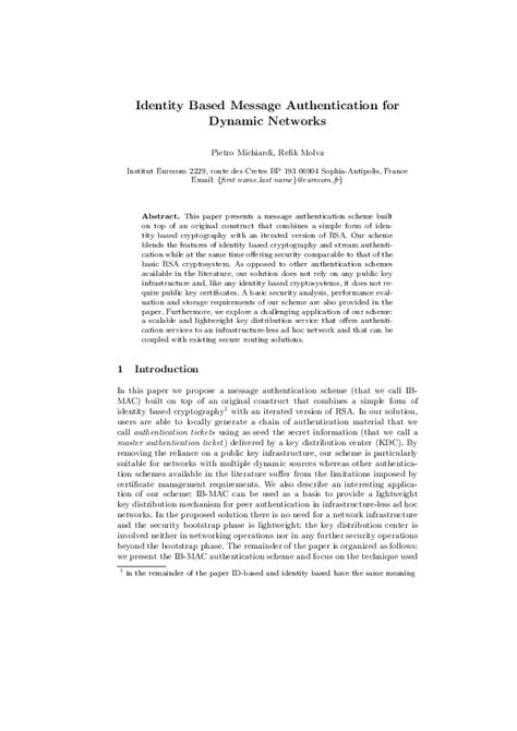 pdf identity based message authentication for dynamic