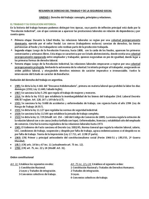 Resumen Derecho Laboral 1 40 Pdf Derecho Laboral Acuerdo Colectivo