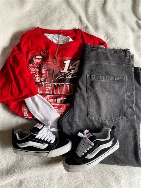 Knu Skool Vans Outfit Inspo Outfit Inspo Casual Red Shirt Outfits