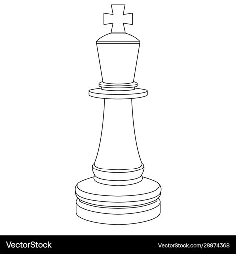 King Chess Piece Outline Drawing Royalty Free Vector Image